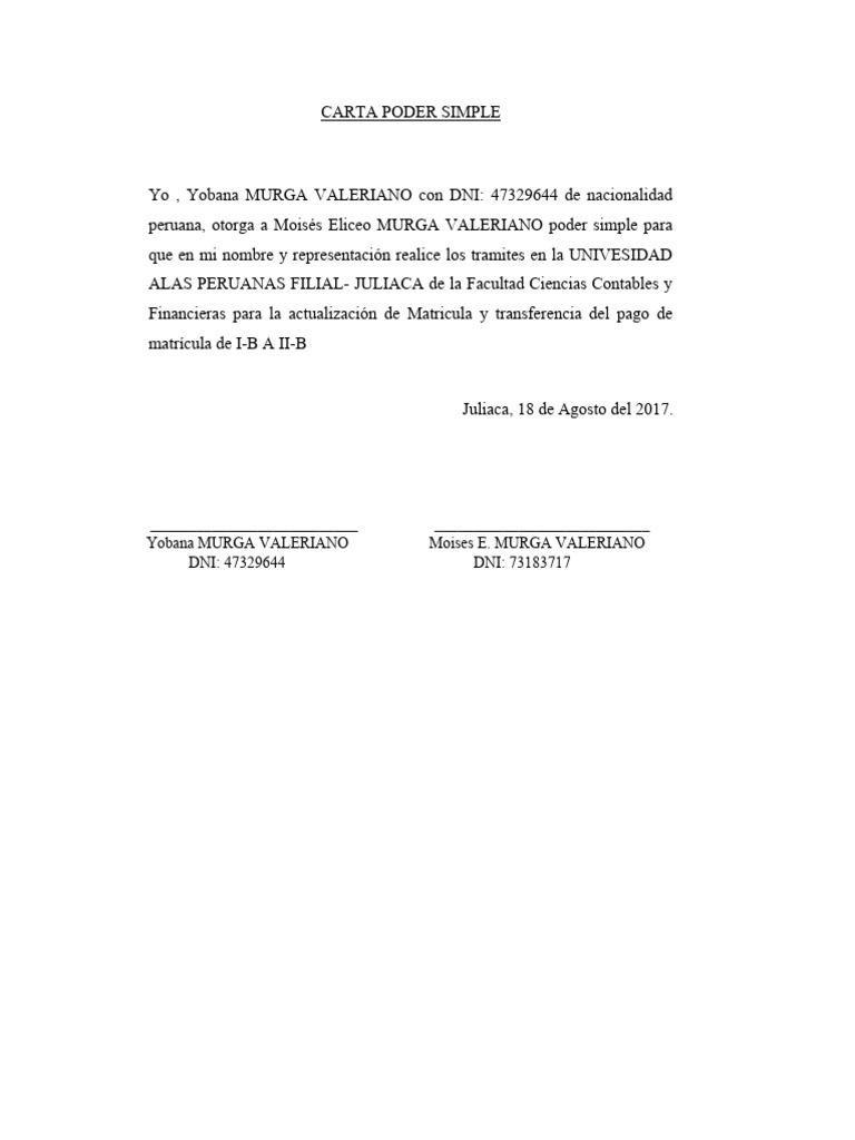 Carta Poder Simple | PDF