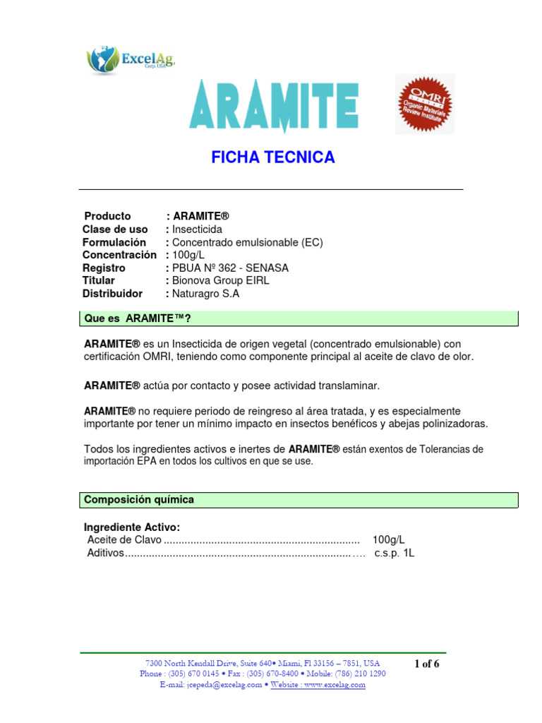 FT Naturagro Aramite | PDF | Química