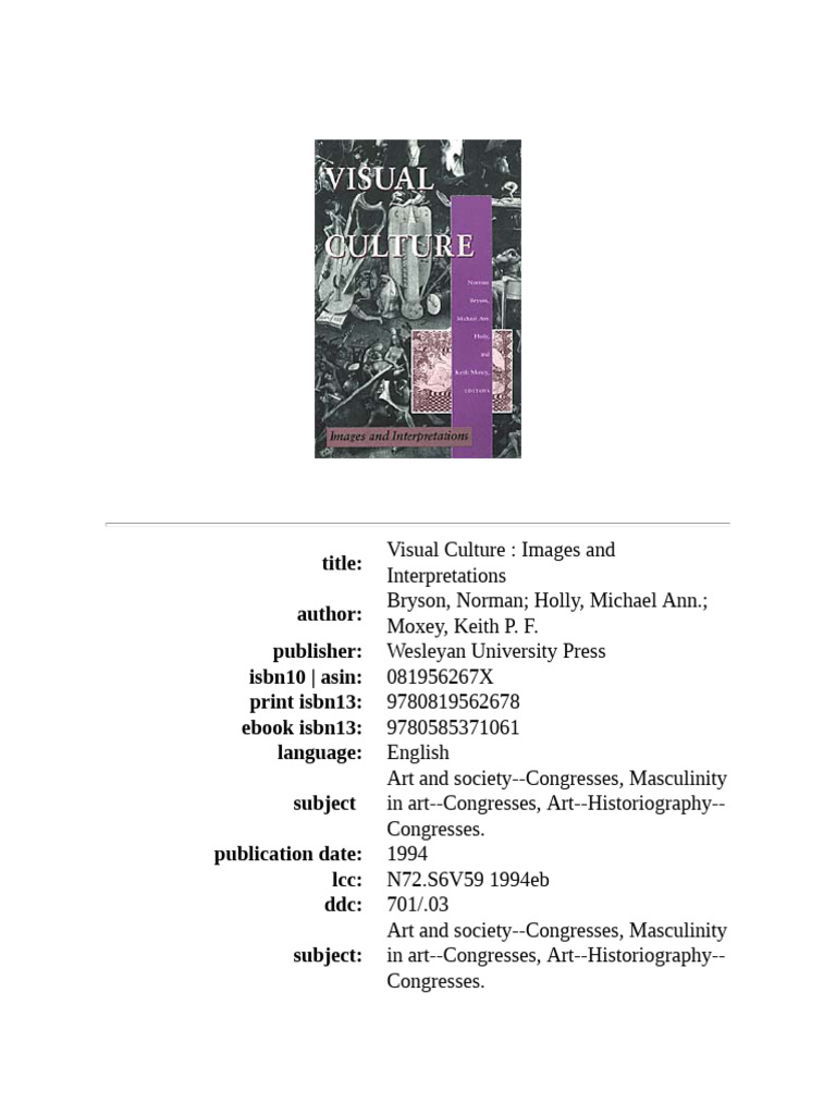 Norman Bryson Michael Ann Holly Visual C - 1 | PDF | Art History | Aesthetics