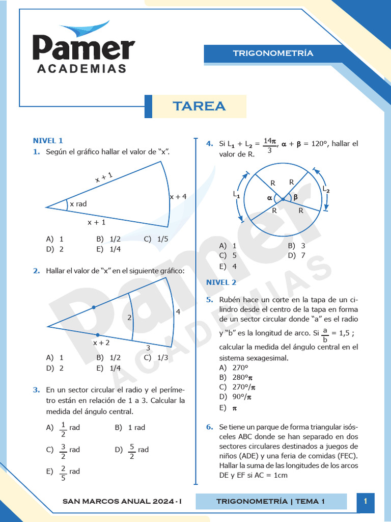 Trigonometria - Tarea Sem 1 | PDF