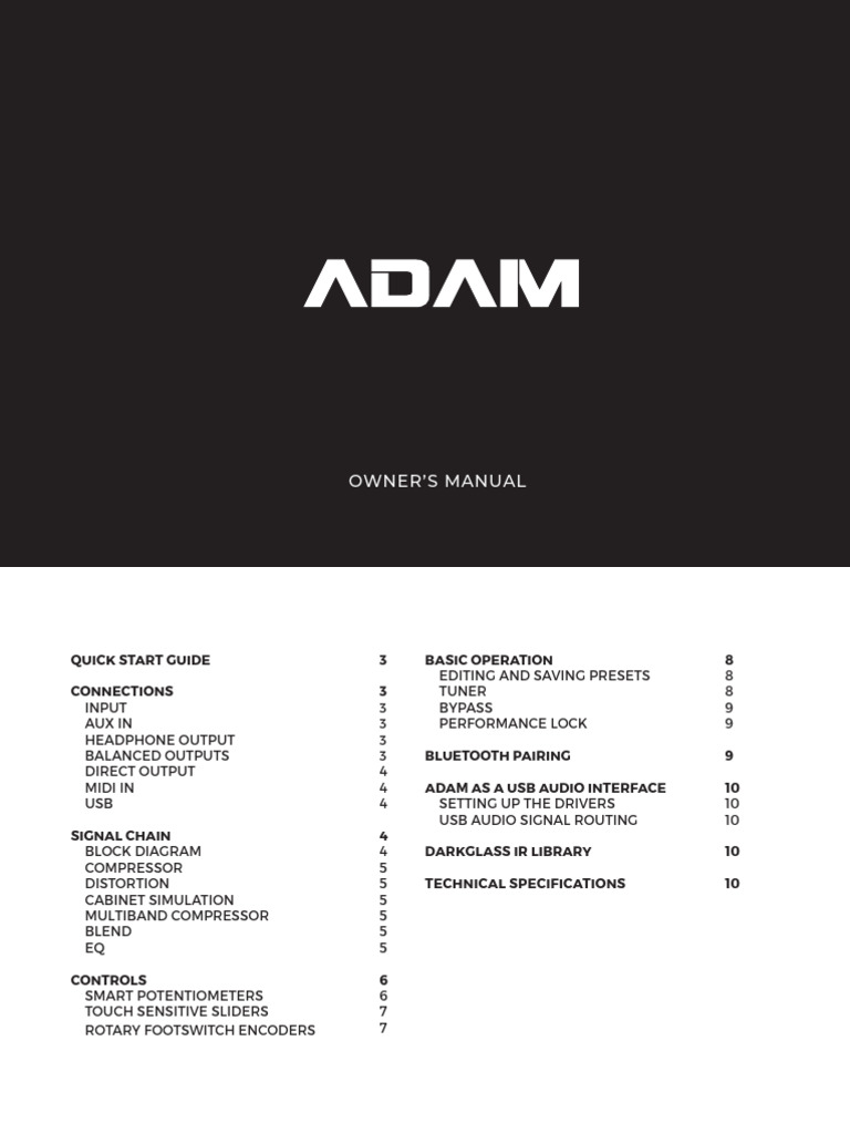 Darkglass Adam Manual | PDF | Headphones | Usb