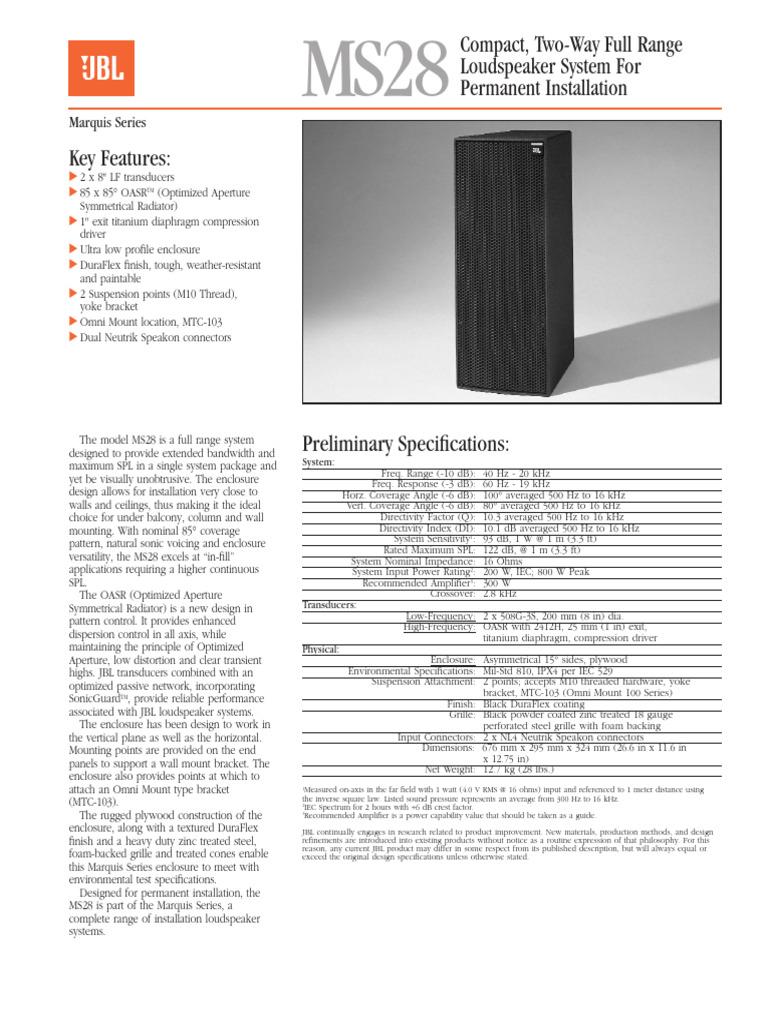 Quest ms28 | PDF | Loudspeaker | Sound Production Technology