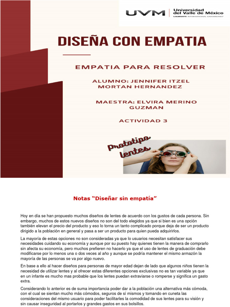 Act2 Jimh Empatia Lentes | PDF | Lentes | Ligero