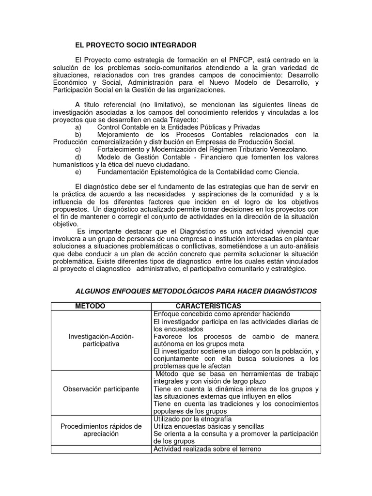 El Proyecto Socio Integrador | PDF | Análisis FODA | Science
