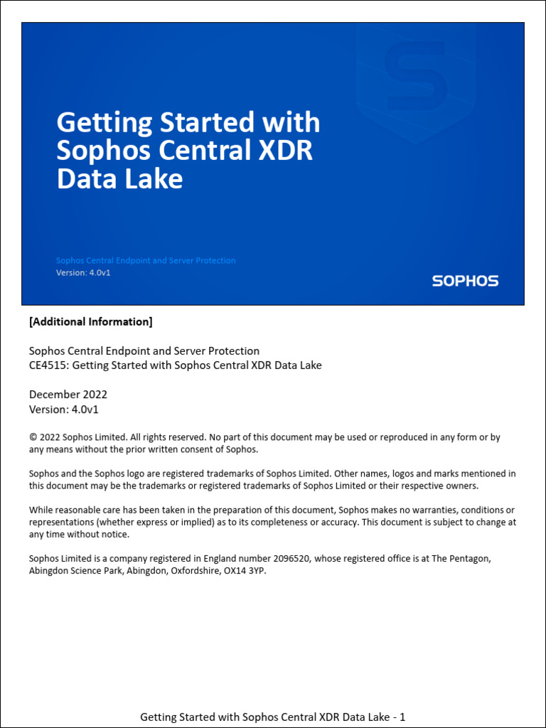 CE4515 4.0v1 Getting Started With Sophos Central XDR Data Lake | PDF ... CE4515 4.0v1 Getting Started With Sophos Central XDR Data Lake | PDF ...