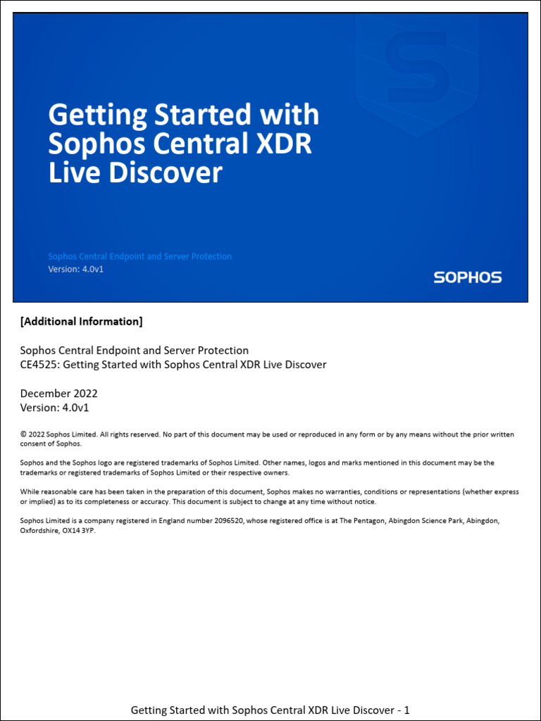 CE4525 4.0v1 Getting Started With Sophos Central XDR Live Discover ... CE4525 4.0v1 Getting Started With Sophos Central XDR Live Discover ...