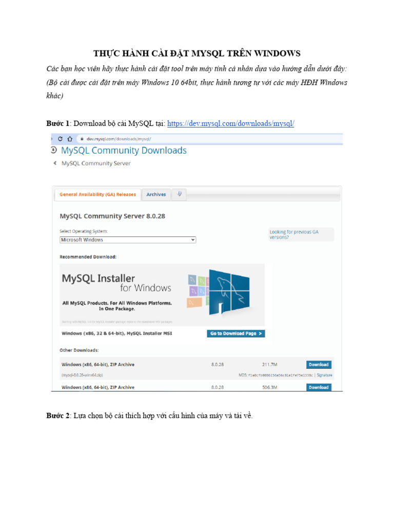 Cai Dat MySQL - Win | PDF