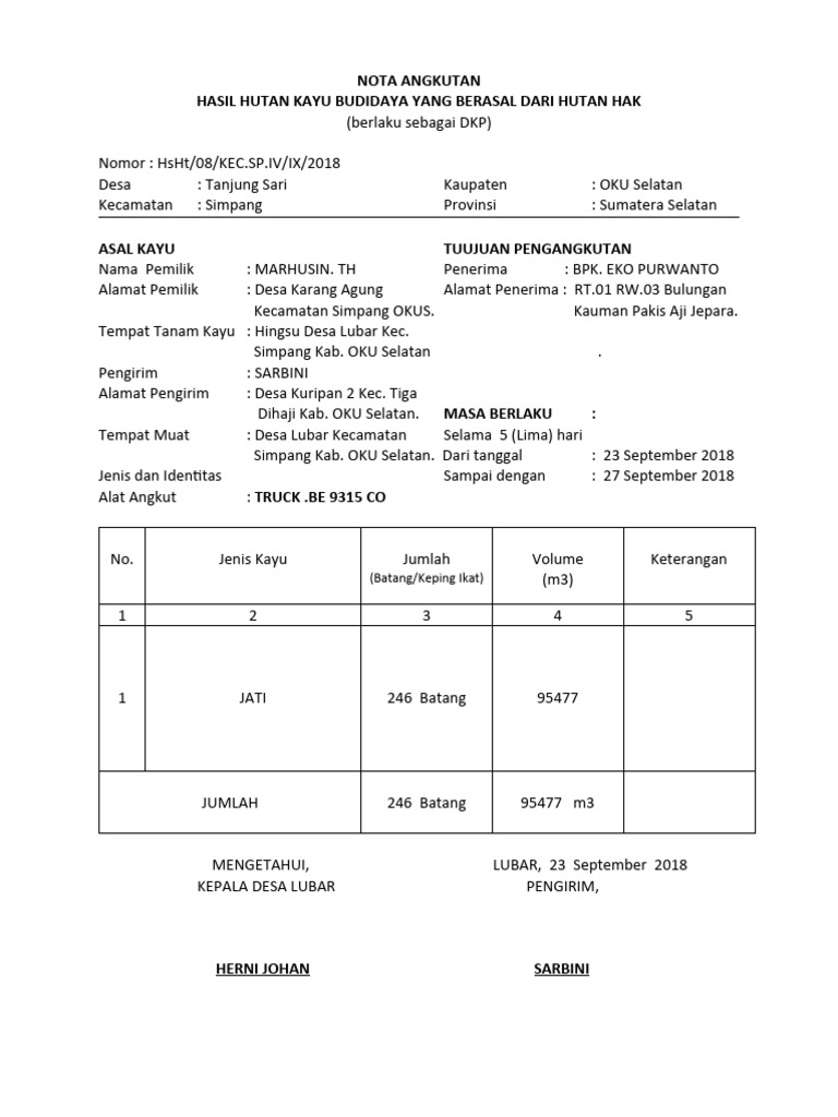 Surat Jalan Kayu | PDF