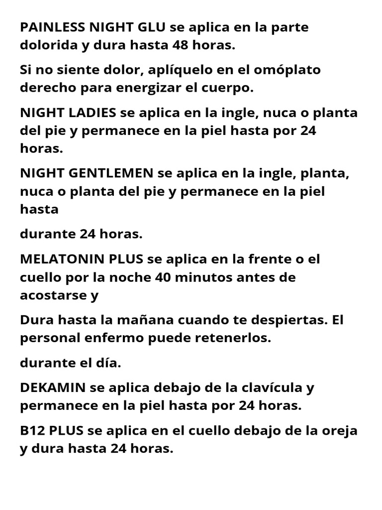 PAINLESS NIGHT GLU Se Aplica en La Parte Dolorida y Dura Hasta 48 Horas ...