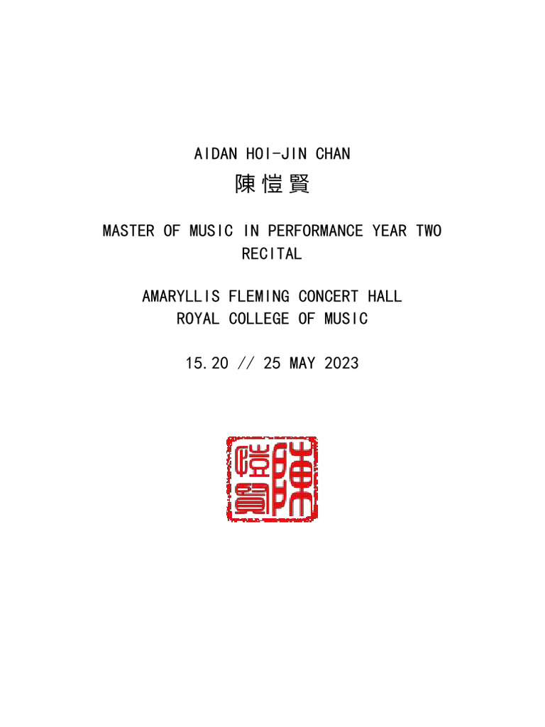 MMus2 Programme Notes | PDF | Frédéric Chopin | Classical Music