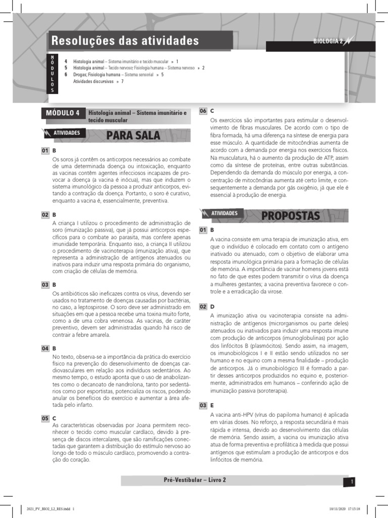2021 PV Bio2 L2 Res | PDF | Neurônio | Sinapse
