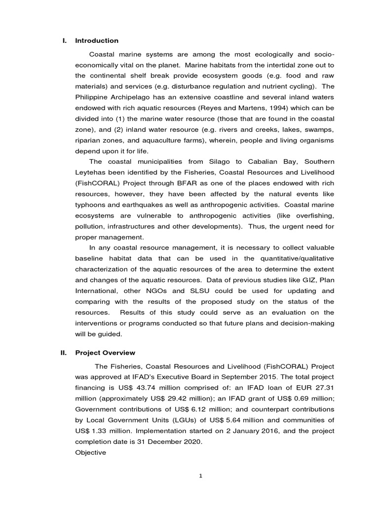 Inception-Report PRSA Silago-Cabalian | PDF | Coral Reef | Coral
