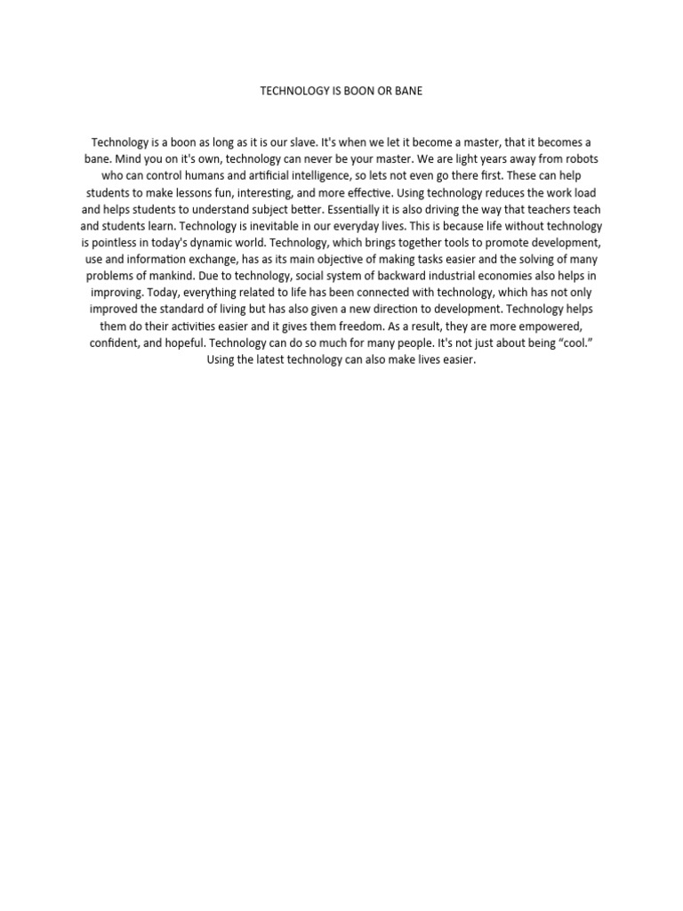 Technology Is Boon or Bane | PDF | Social Science | Computers