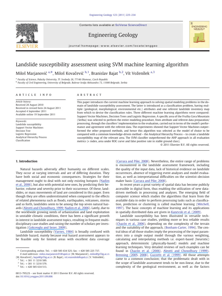 Landslide Susceptibility Assessment Usin | PDF | Support Vector Machine | Statistical Classification