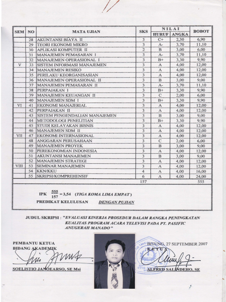 Daftar Nilai 1 | PDF