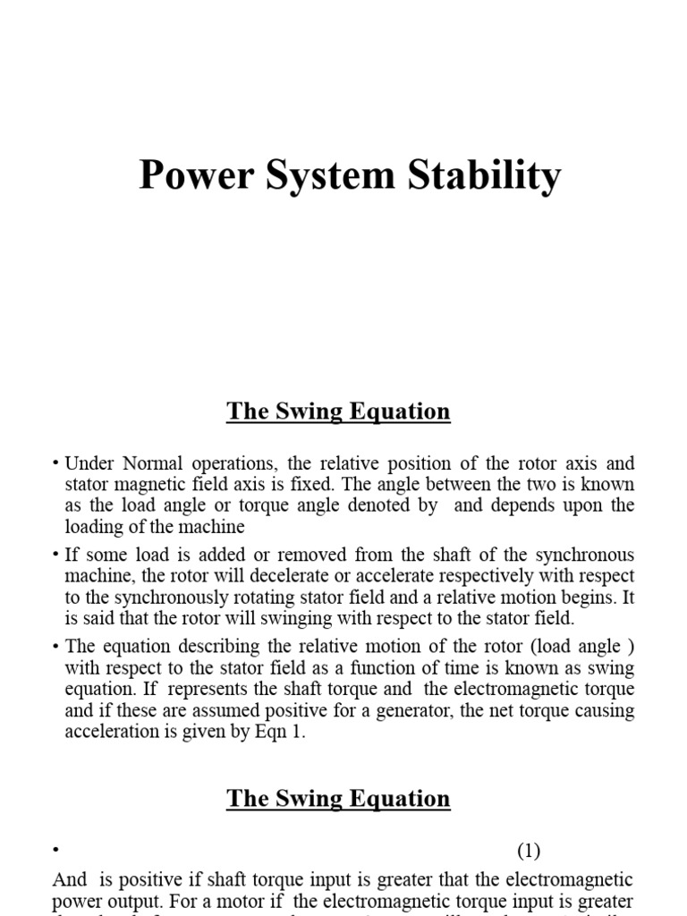 Understanding the Swing Equation in Power Systems | PDF | Rotation ...