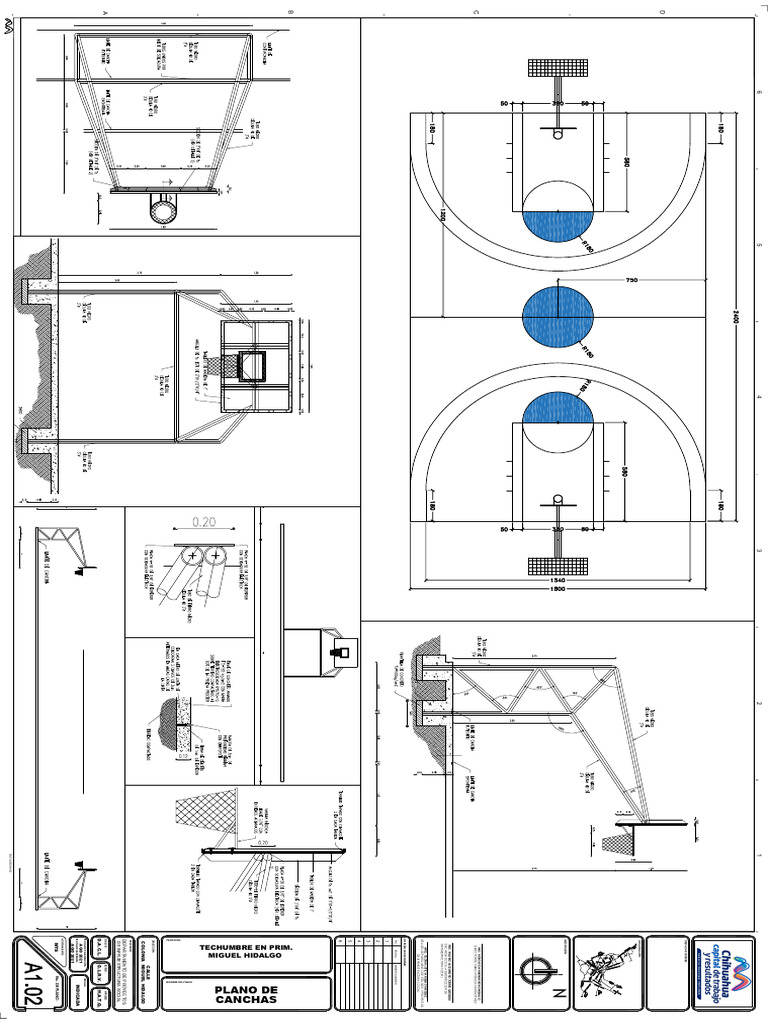 Plano de Canchas: Techumbre en Prim. Miguel Hidalgo | PDF