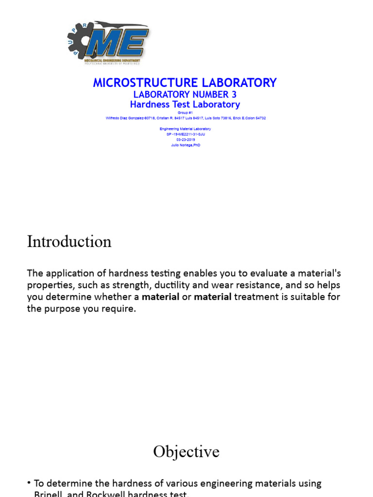 Lab Presentation 3 Hardness Test v2 | PDF