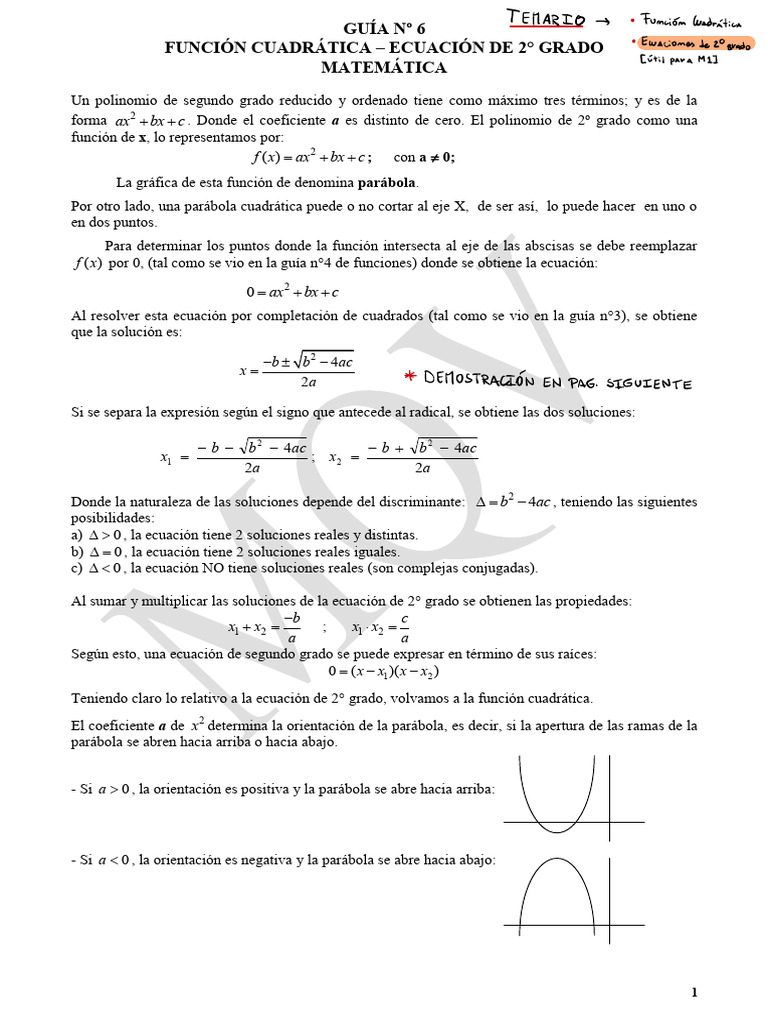 Guia N 6 Mat Funcion Cua 2020 | PDF | Geometría | Análisis matemático