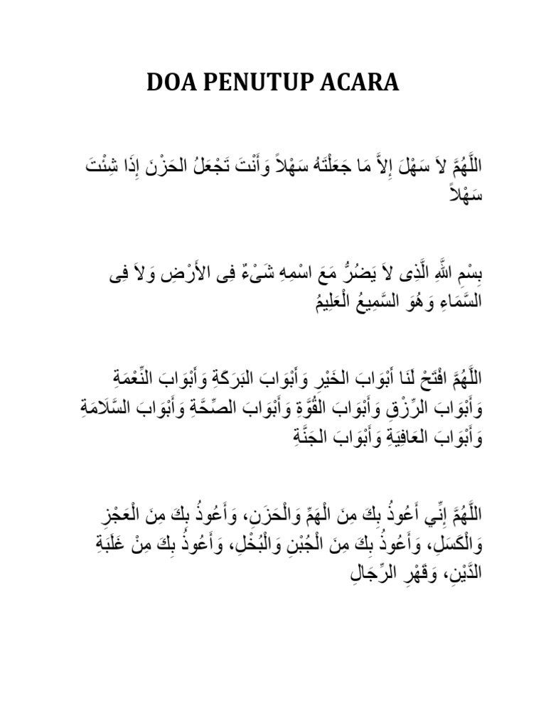 Doa Penutup Acara | PDF