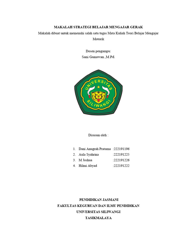 Makalah Strategi Belajar Mengajar Gerak | PDF | Karier & Perkembangan ... Makalah Strategi Belajar Mengajar Gerak | PDF | Karier & Perkembangan ...