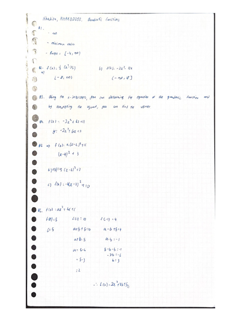 Quadratic Functions | PDF