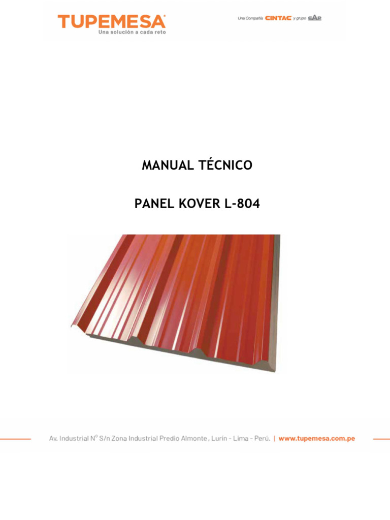 Manual Técnico Panel Kover L-804 | PDF | Tornillo | Conductividad térmica