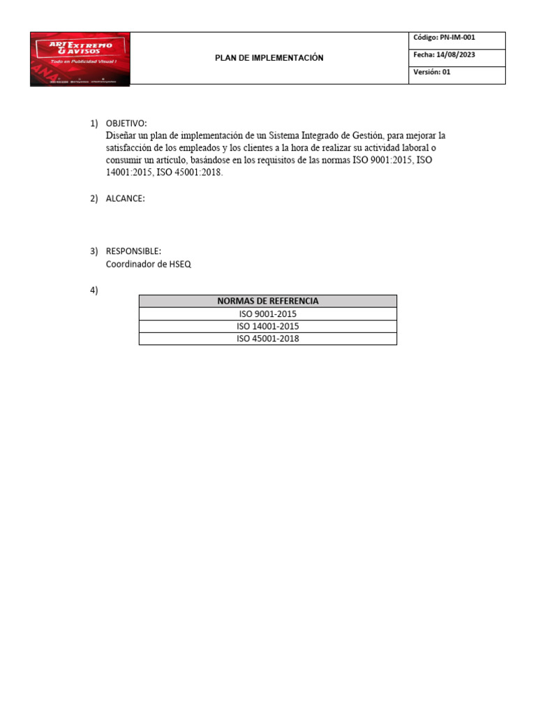 Plan de Implementacion | PDF | Business | Economias