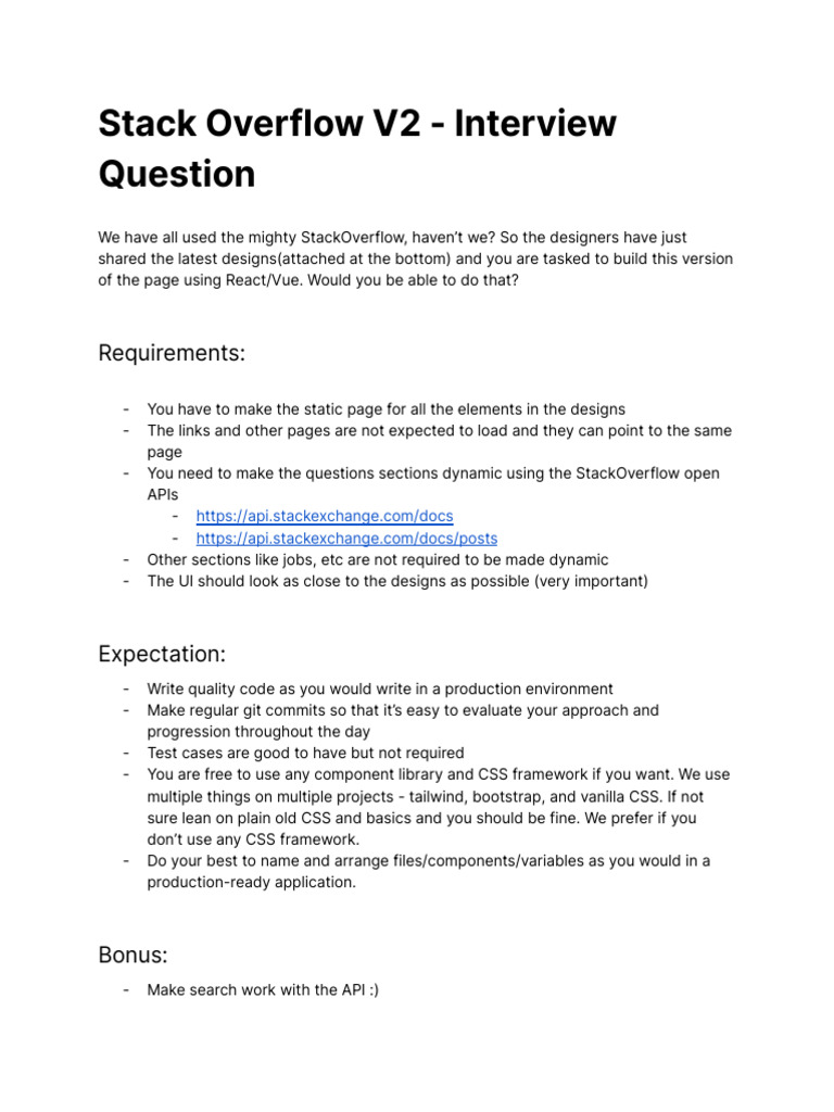 StackOverflow - Frontend Interview | PDF