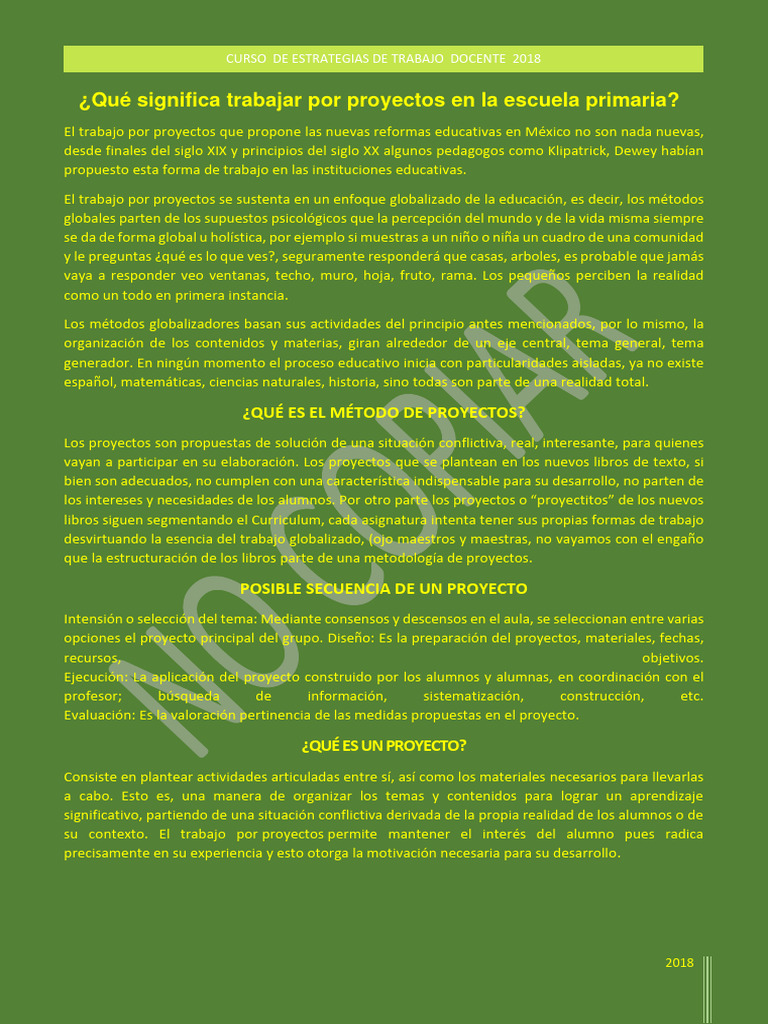 Qué significa trabajar por proyectos en la escuela primaria | PDF ...