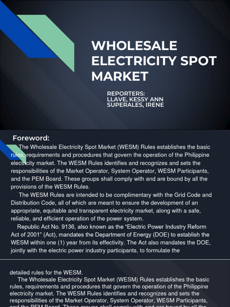 Philippine Wholesale Electricity Market Rules | PDF | Governance | Audit