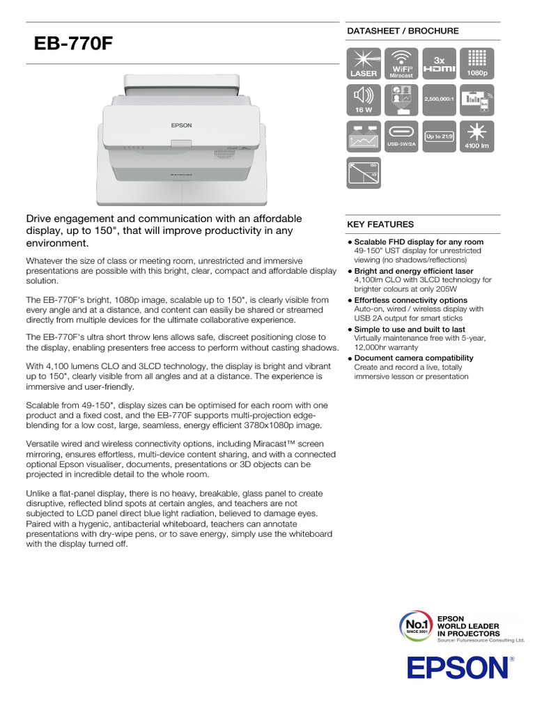 Eb 770f.eb 770f Datasheet | PDF | Liquid Crystal Display | Hdmi