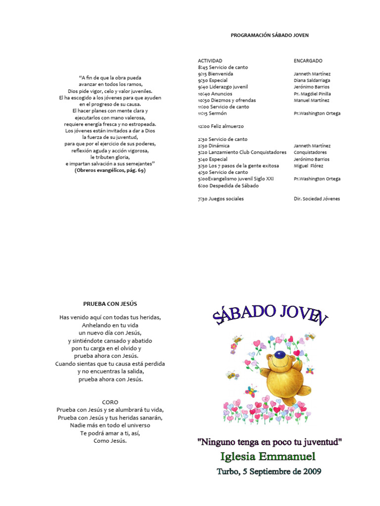 Programacion Sábado Joven | PDF
