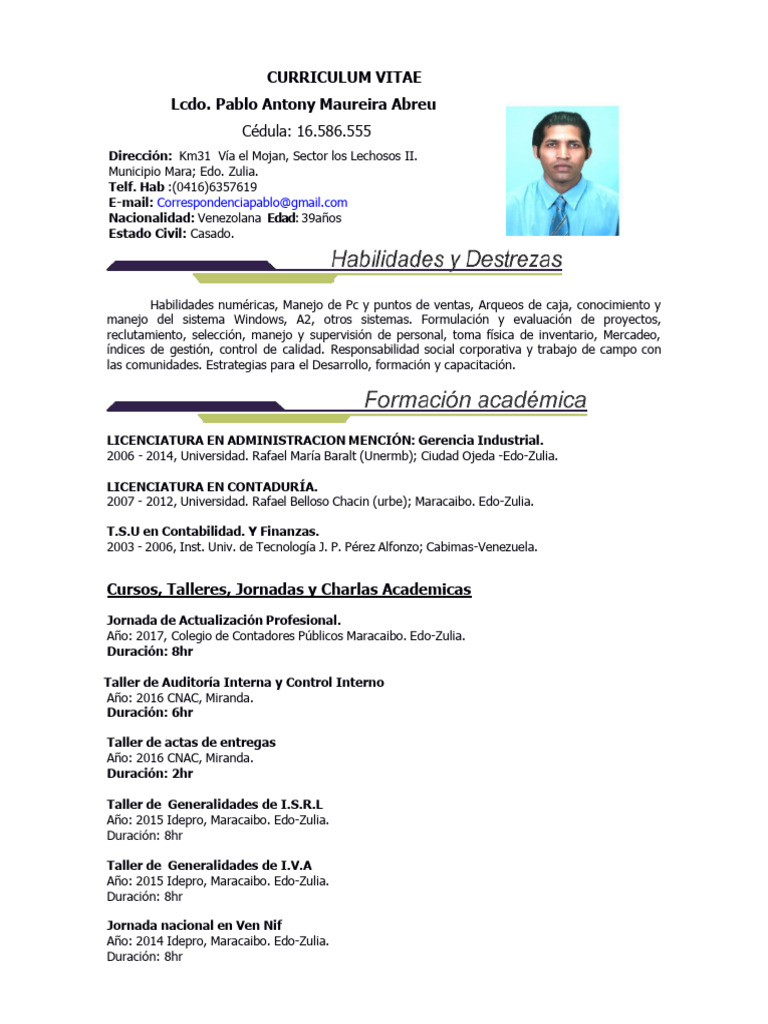 2969 - Curriculum Pabloz | PDF | Contador | Business