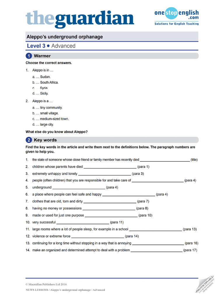 MNL-Aleppo-underground-orphanage-Adv Student | PDF