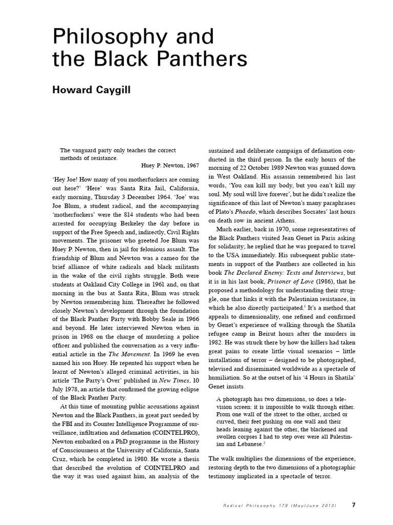 Howard Caygill - Black Panthers | PDF | Black Panther Party