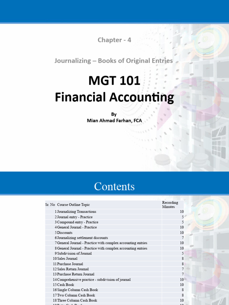 Mgt101-4 - Journal - Books of Original Entries | PDF | Debits And ...