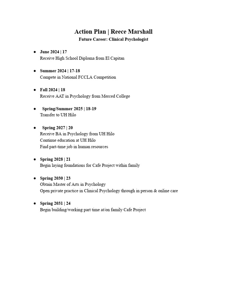 Reece Marshall - Action Plan | PDF