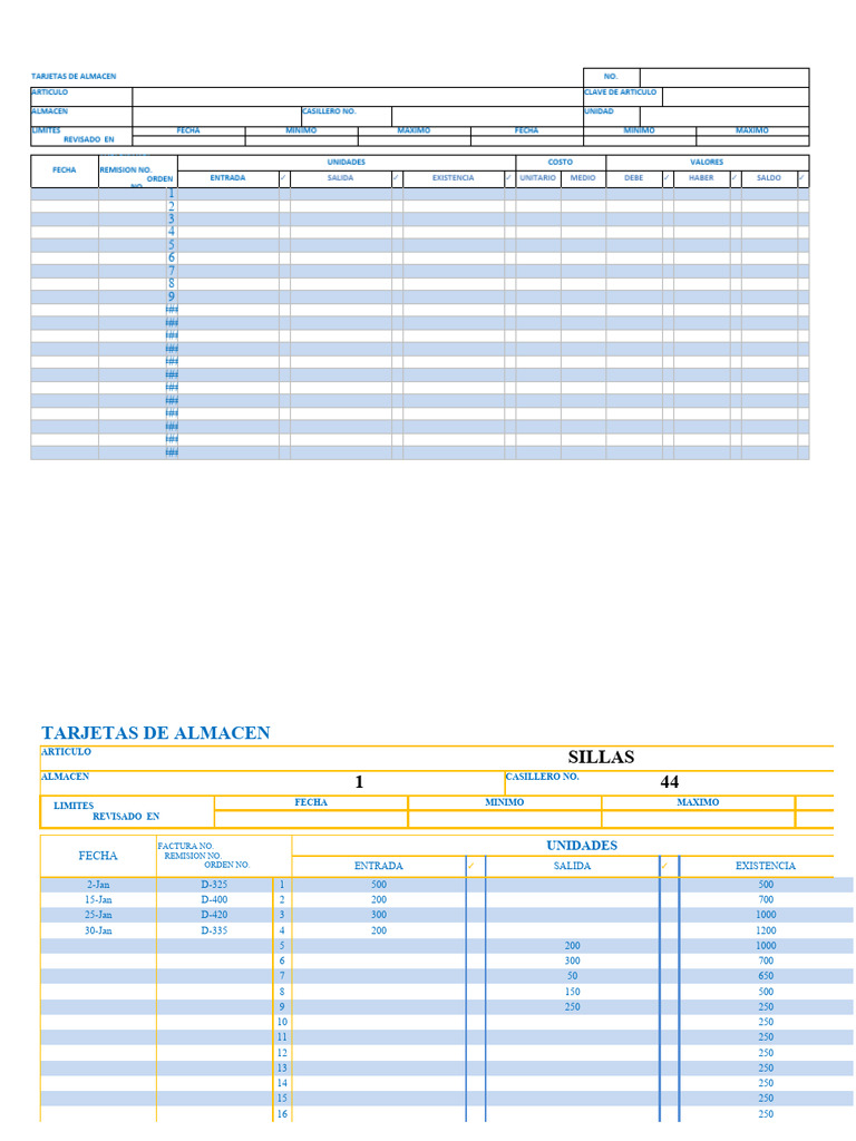 Tarjeta de Almacen | PDF
