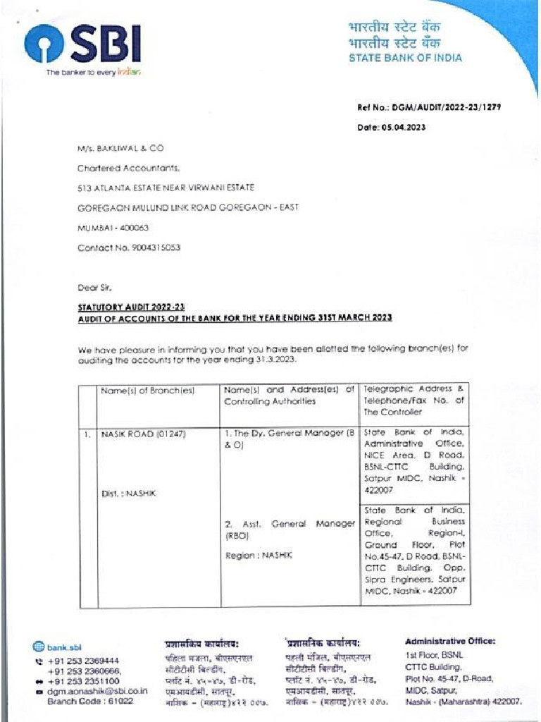 Nashik Road SBI | PDF