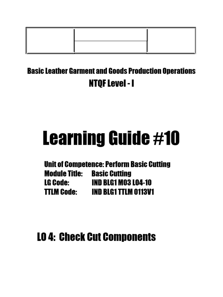 Basic Cutting LO4 | PDF | Learning | Cognition
