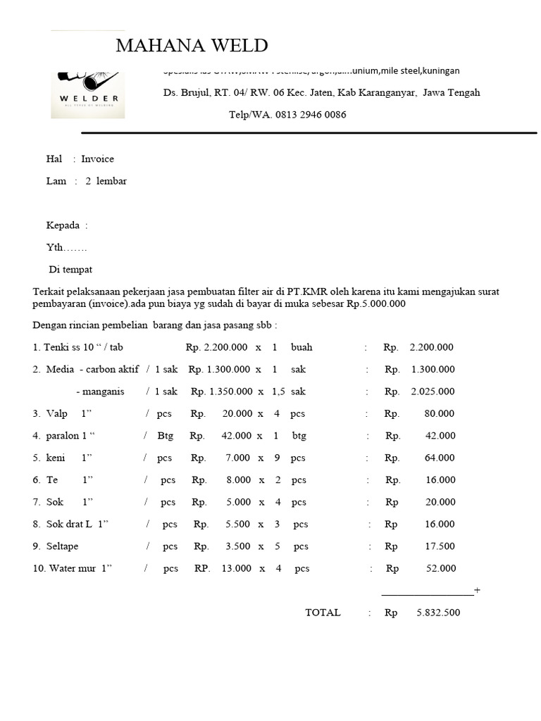 Invoice Filter Air 01 | PDF