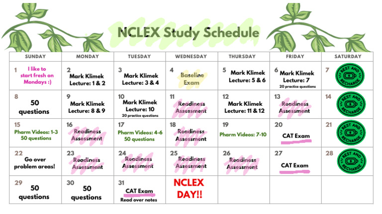 NCLEX Study Schedule | PDF