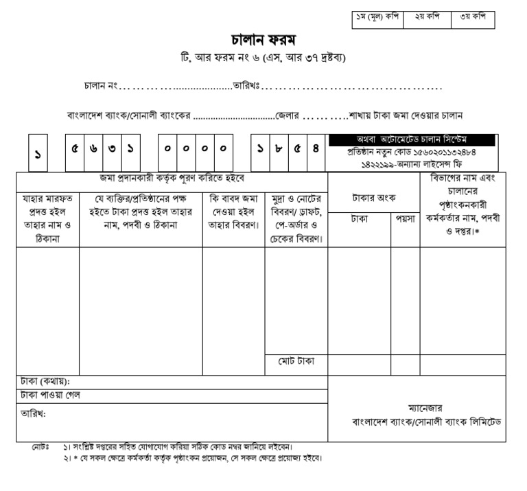 Chalan Form | PDF