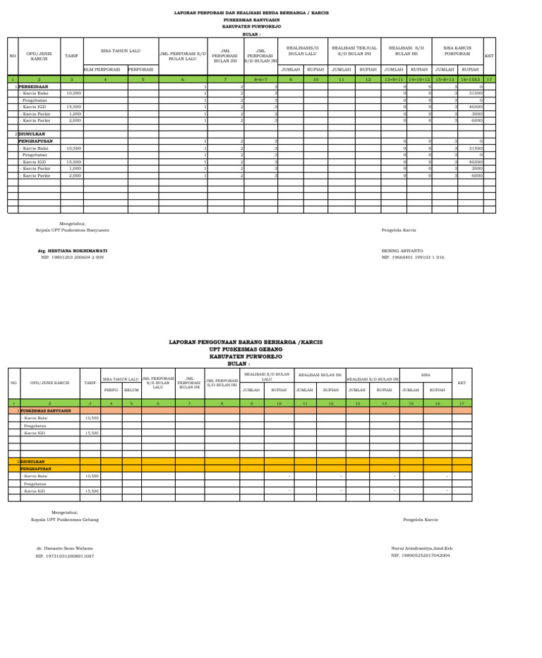 LAPORAN KARCIS 2021 - New | PDF