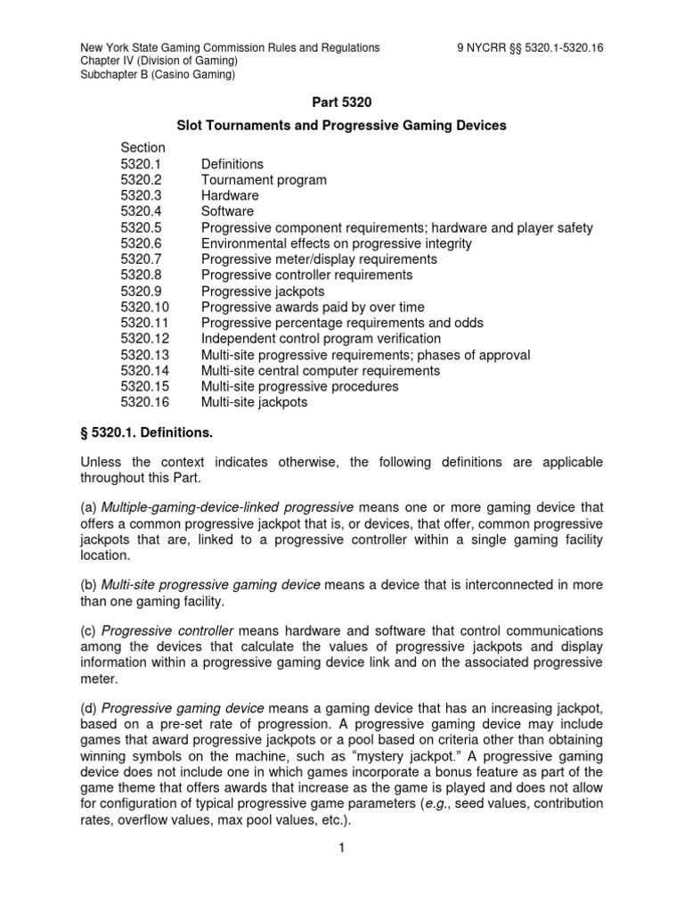 Slot Tournaments and Progressive Gaming Devices (Part 5320) | PDF ...