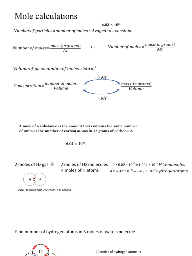 Mole Calculations | PDF | Mole (Unit) | Molecules