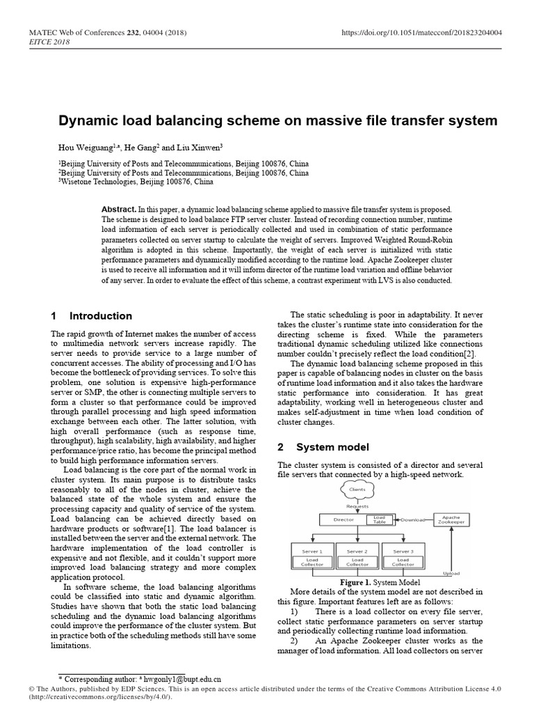 Dynamic Load Balancing Scheme On Massive File Tran | PDF | Load Balancing (Computing) | Computer ...