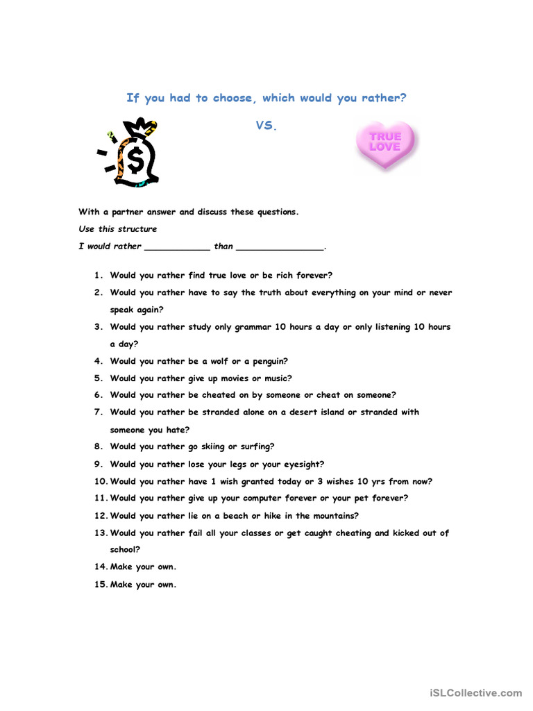 Would You Rather... - Speaking | PDF