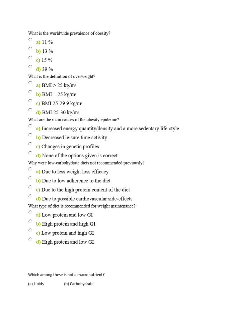 11th Worksheet | PDF | Dieting | Obesity